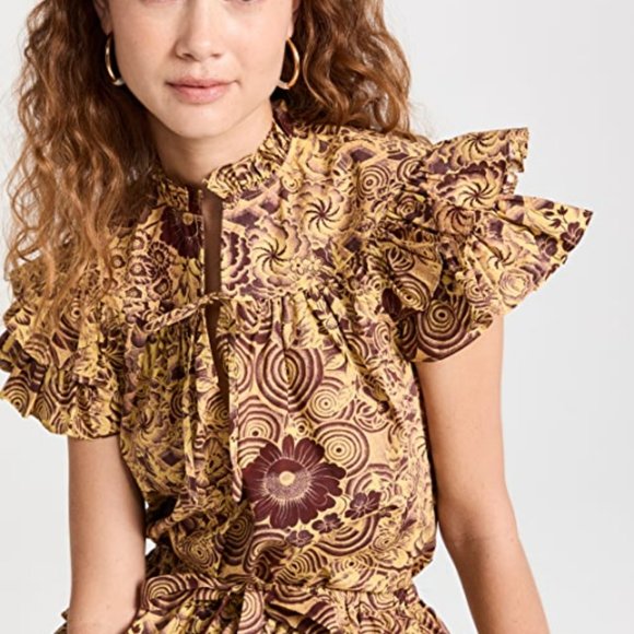 Ulla Johnson | Tops | Nwt Ulla Johnson Letty Ruffle Sleeve Top Amber ...